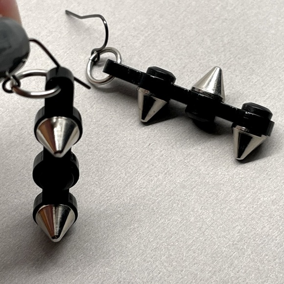 Jewelry | Punk Goth Stud Earrings Black Metal With Silver Spike Studs ...
